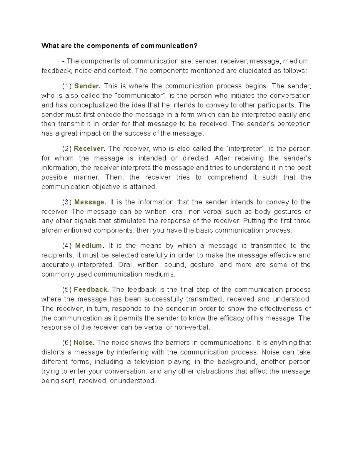 (33) - essays - What are the components of communication? The ...