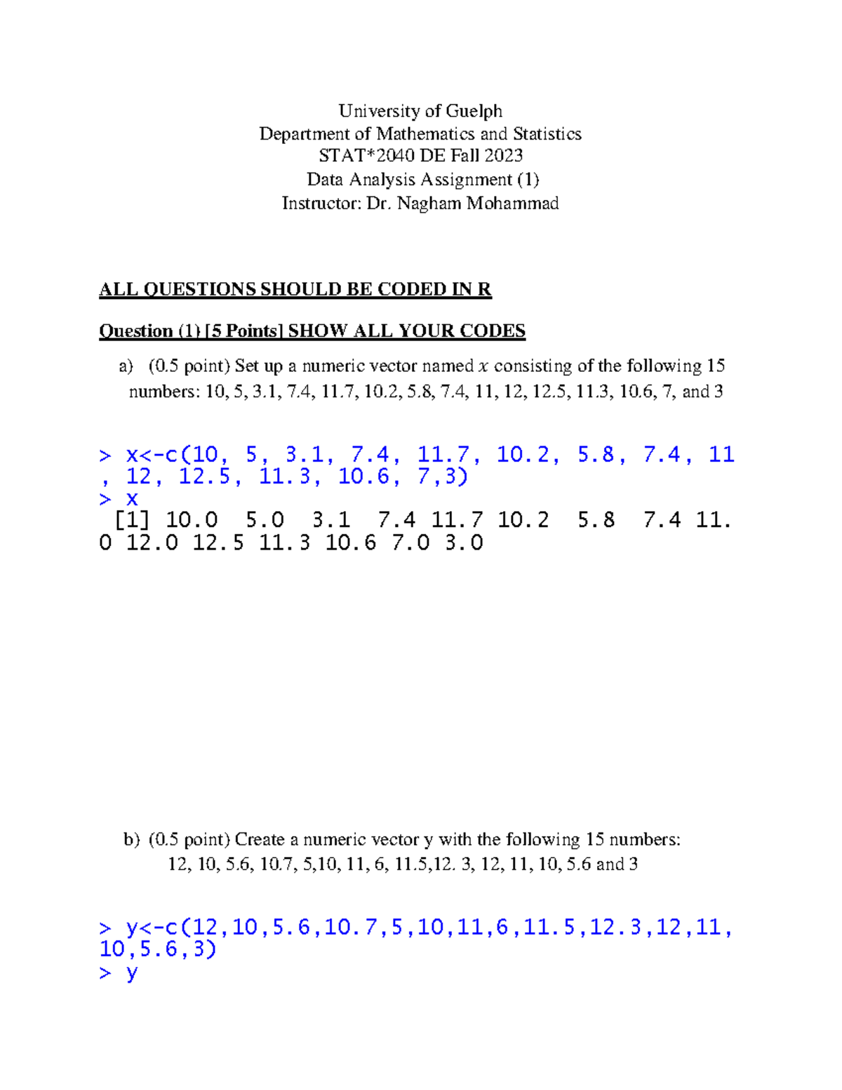 Stats #1- distance education - University of Guelph Department of ...