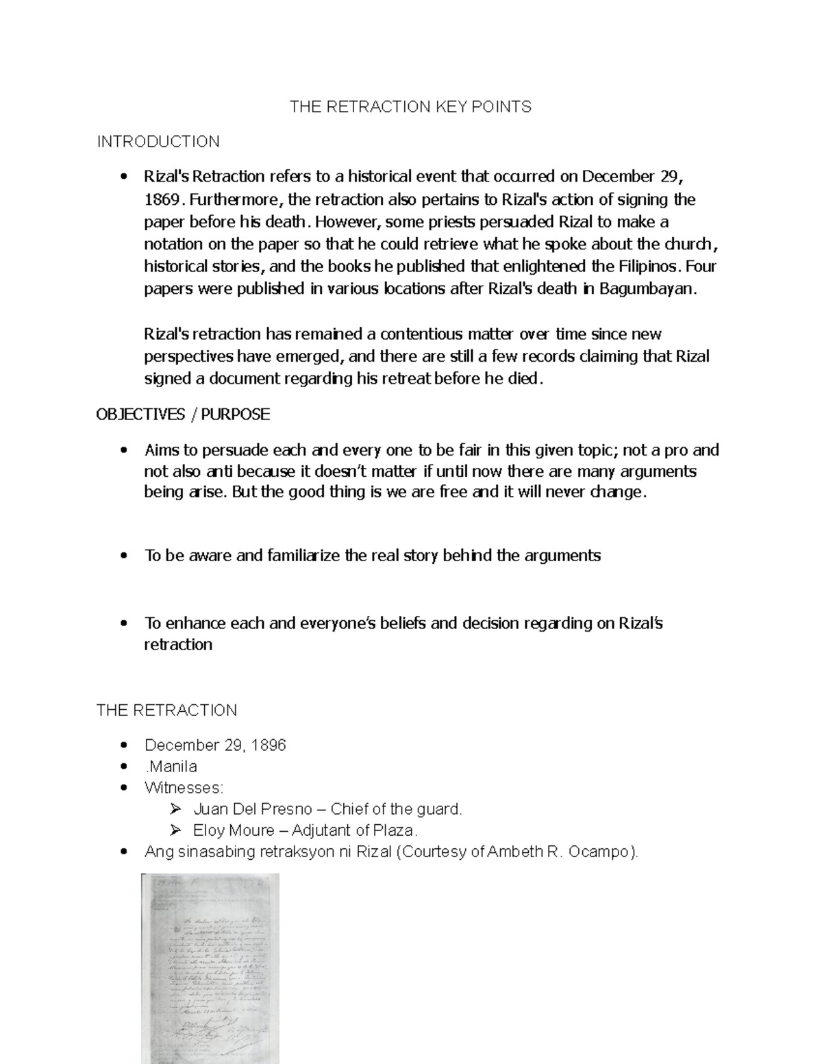 THE- Retraction-KEY- Points - THE RETRACTION KEY POINTS INTRODUCTION ...