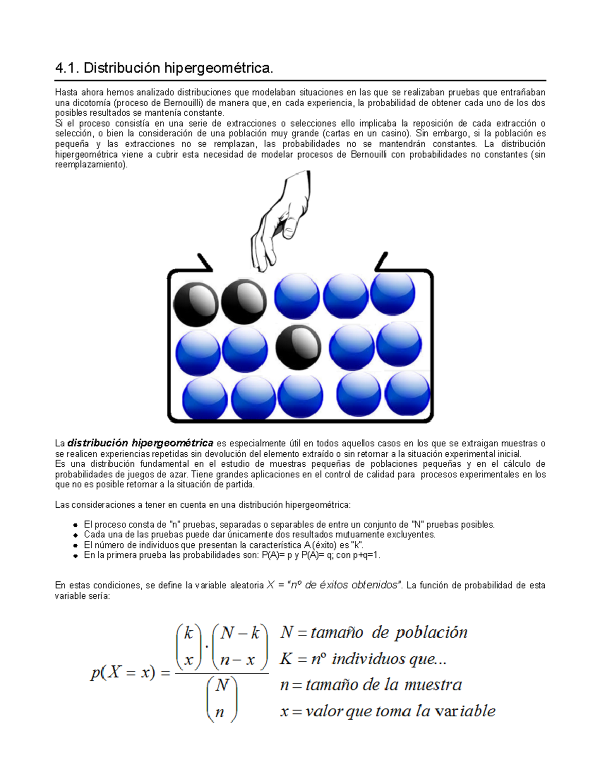 Distribución Hipergeométrica - MODULO 2 - 4. Distribución ...