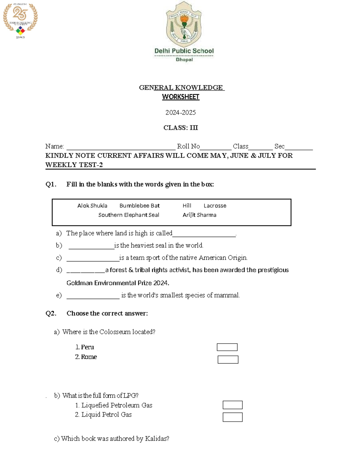 Resource 20240911081804 weekly 2 gk worksheet grade-iii - GENERAL ...