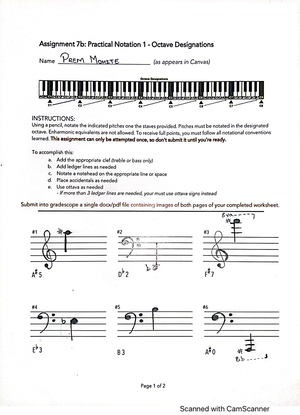 Assignment 7b - worksheet for music theory - Assignment 7b: Practical ...