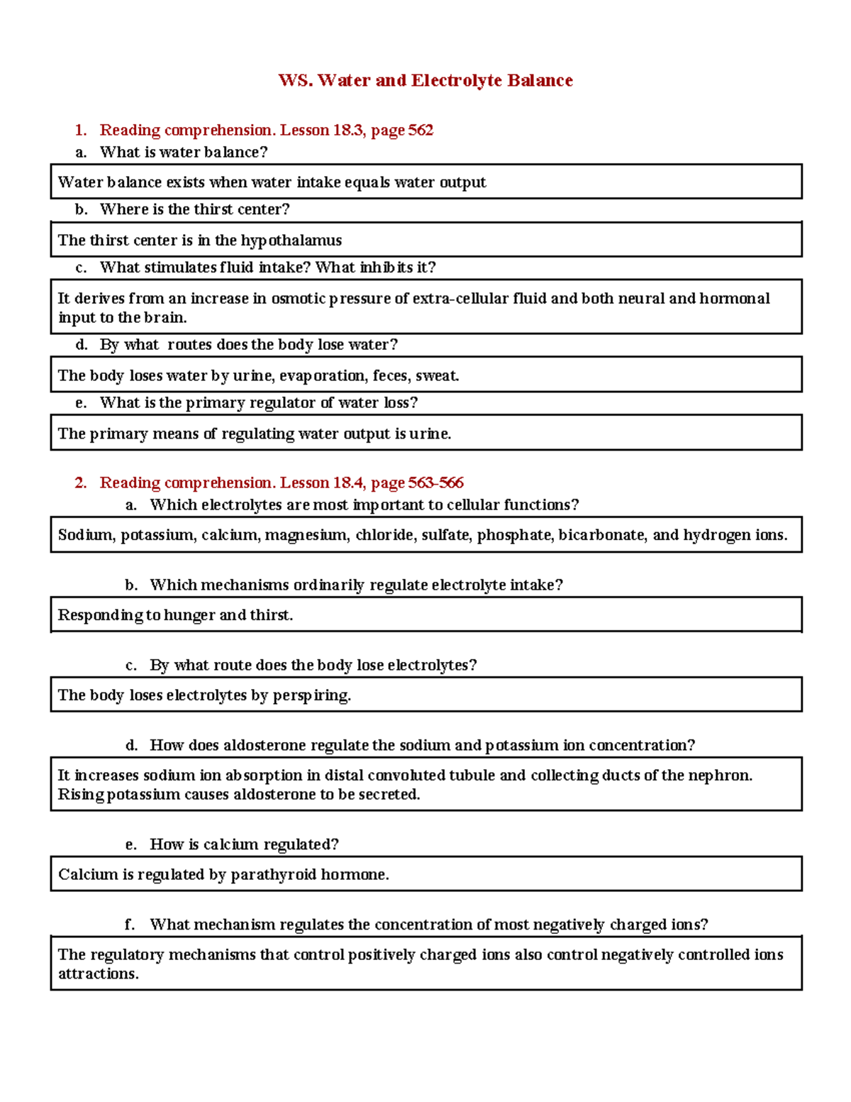 WS. Ions and Electrolyte Balance copy - WS. Water and Electrolyte ...