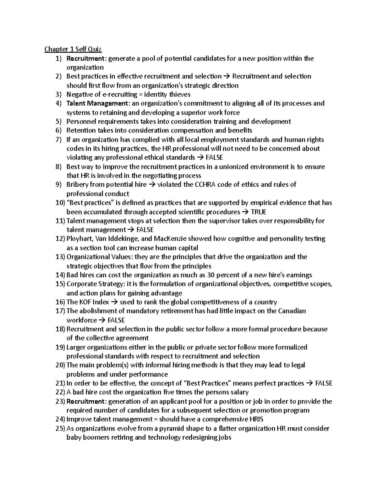 Self Quizzes - These are sample questions for chapters 1-5. - Chapter 1 ...