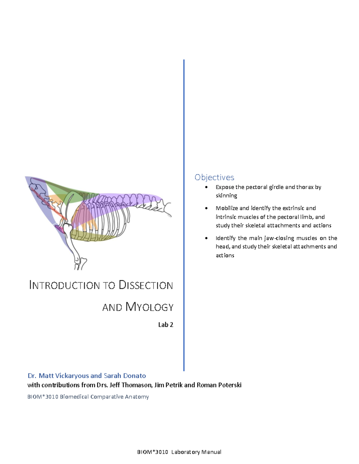 Dissection and Myology Lab Manual - BIOM*3010 Laboratory Manual ...