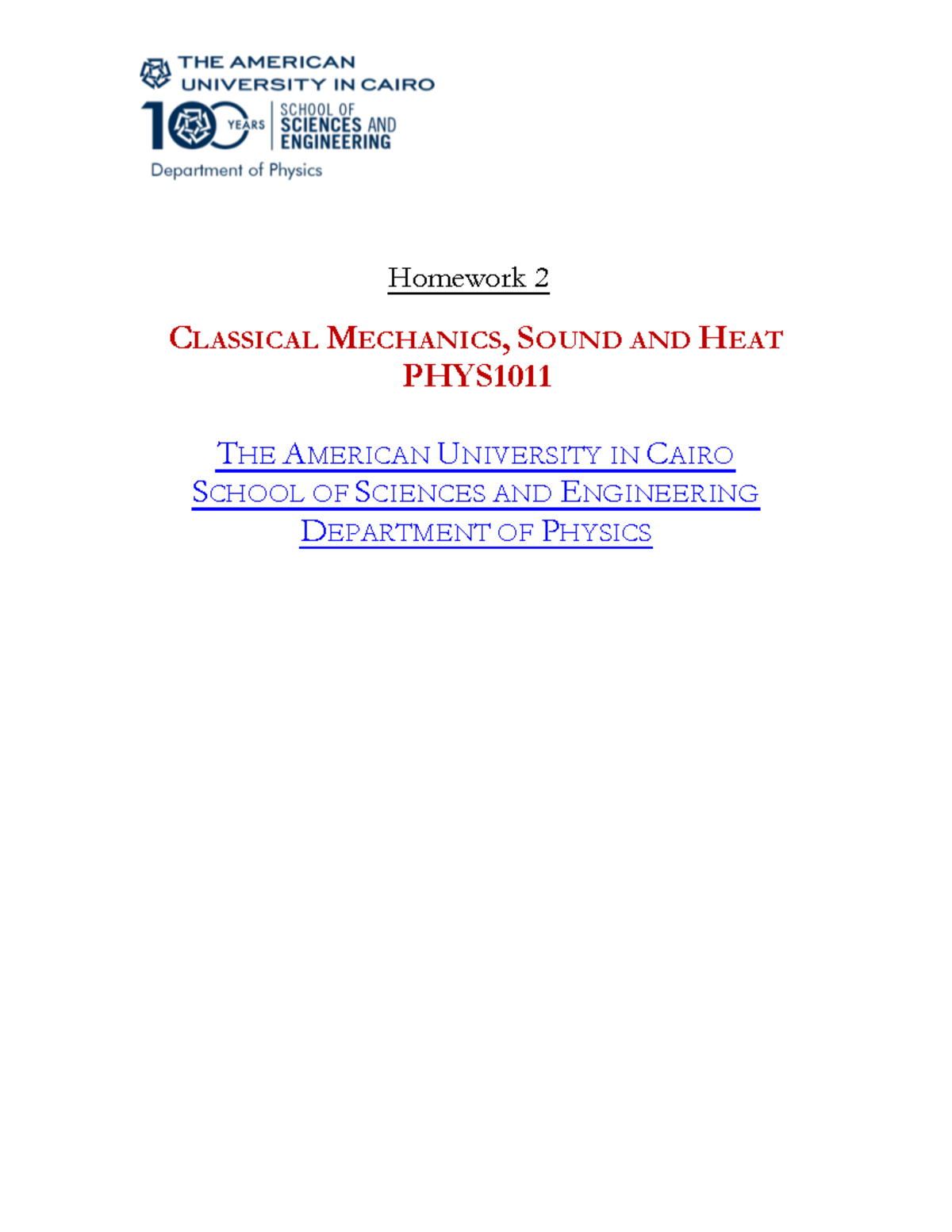 PHYS 1011 - HW2 with solution - CLASSICAL MECHANICS, SOUND AND HEAT ...