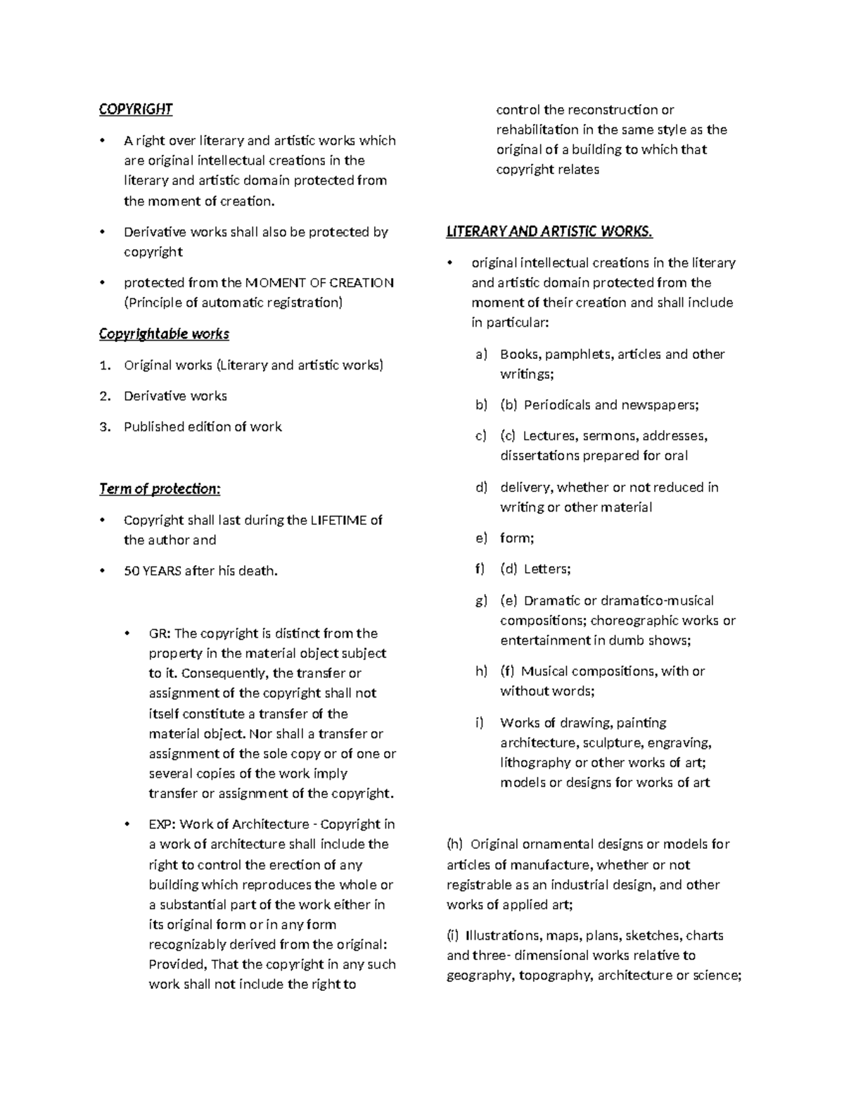 Copyright - COPYRIGHT A right over literary and artistic works which ...