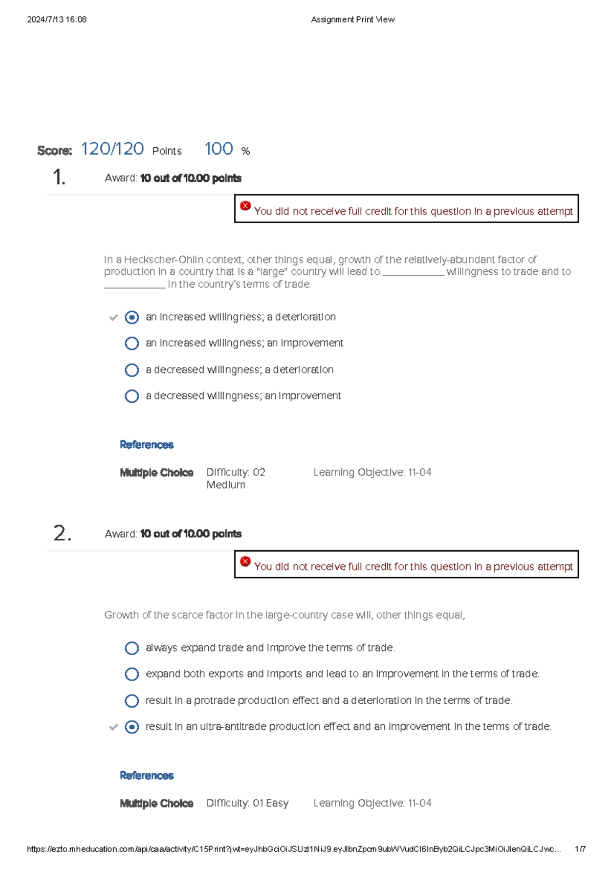 Assignment Print View11 - 1. Award: 10 out of 10 points You did not receive full credit for this ...
