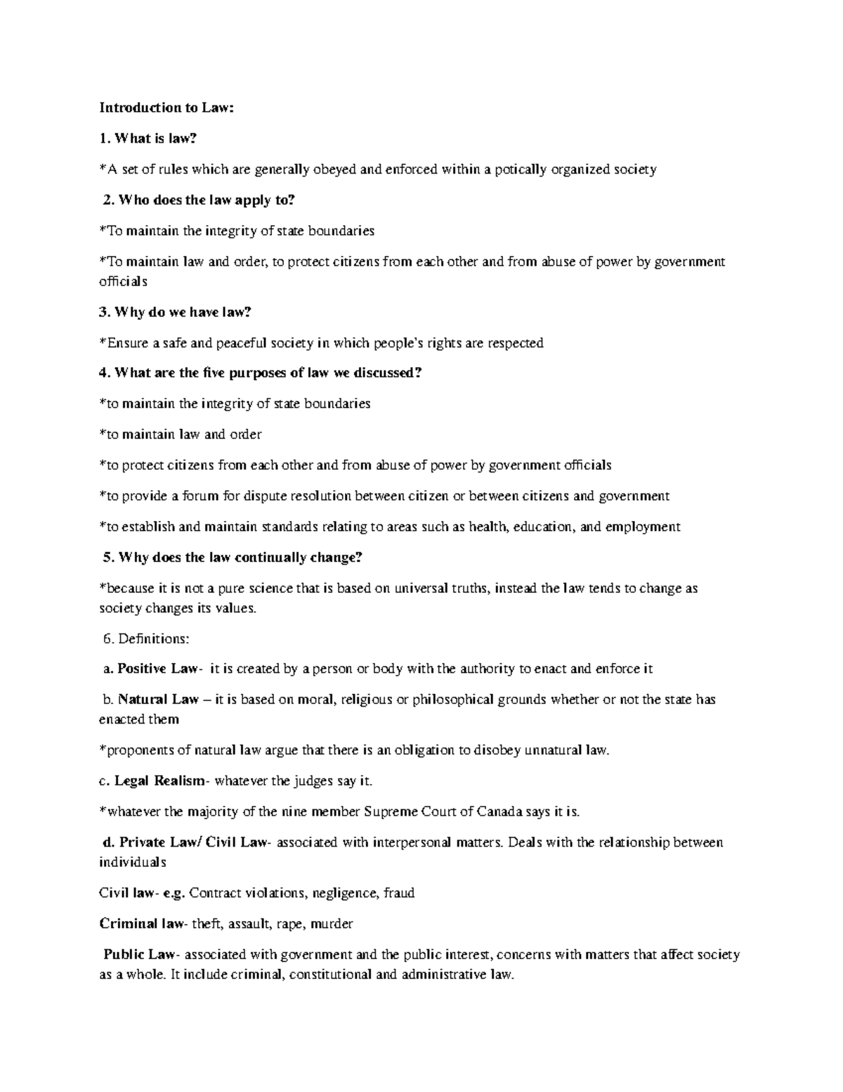 Introduction of Law - Introduction to Law: What is law? *A set of rules ...