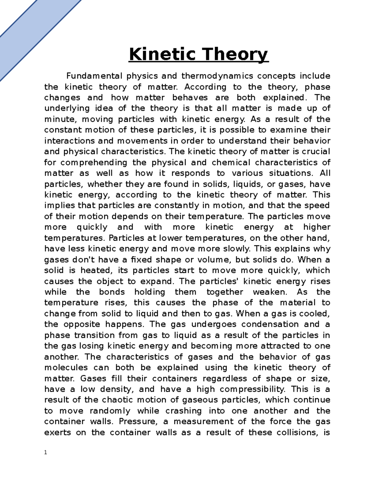Kinetic theory and Thermal expansion - Kinetic Theory Fundamеntal ...