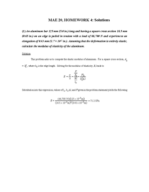 Homework 3 Solutions - .... - Homework 3: Solutions (1) Calculate the ...