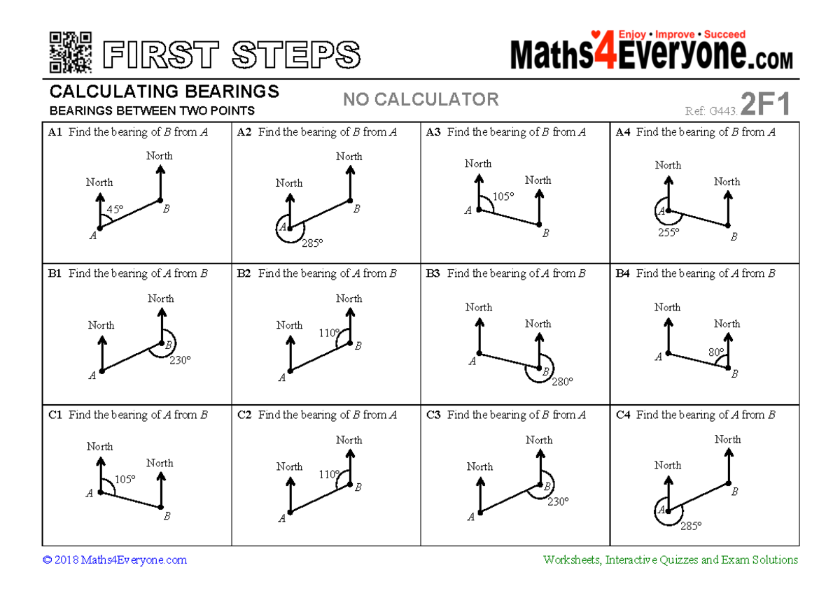 Bearings (1 sheet) - CALCULATING BEARINGS BEARINGS BETWEEN TWO POINTS ...