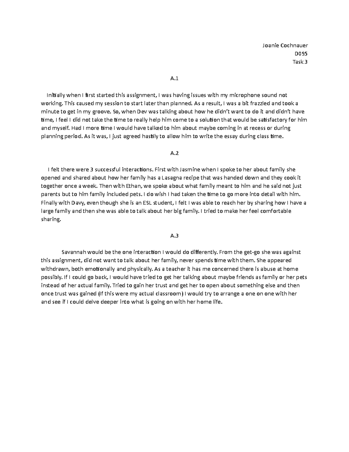 D095task3 - Task Paper for Task 3 of Managing Engaging learning ...