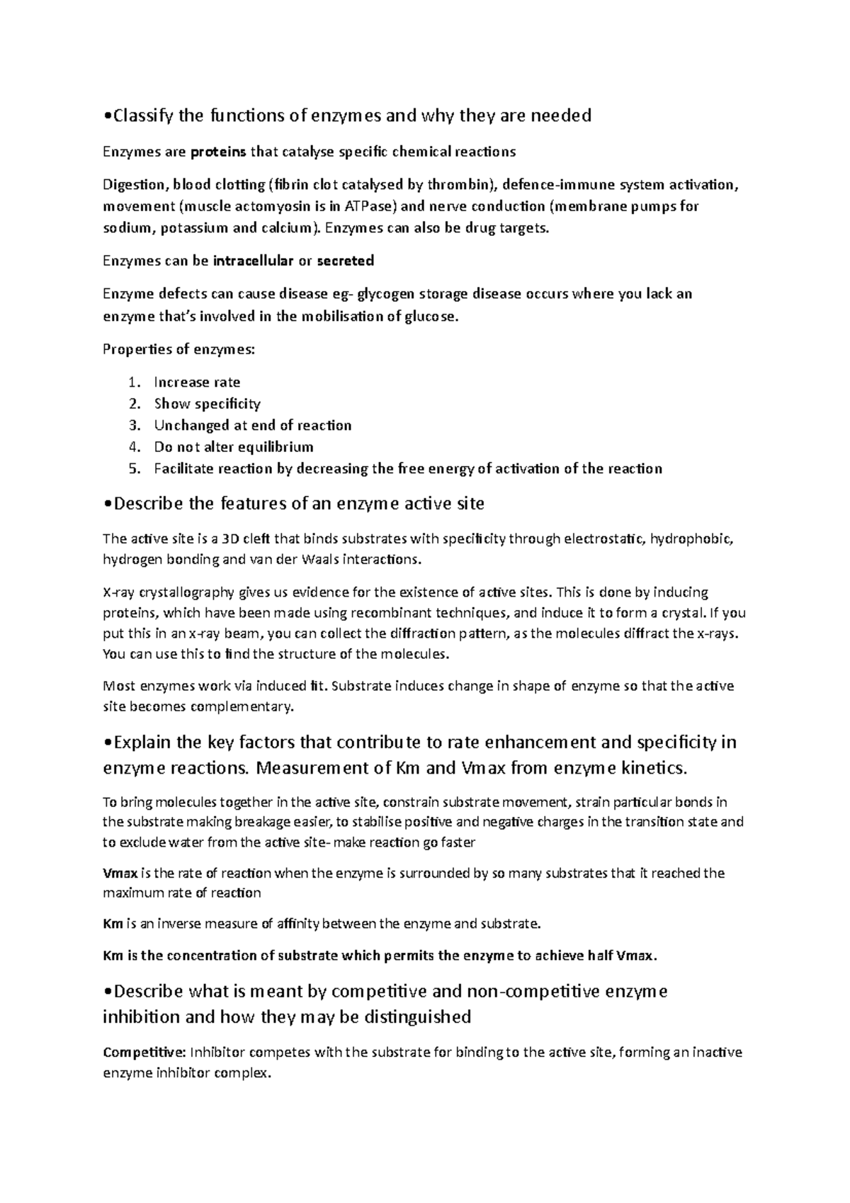Structure and Function of Enzymes - •Classify the functions of enzymes ...