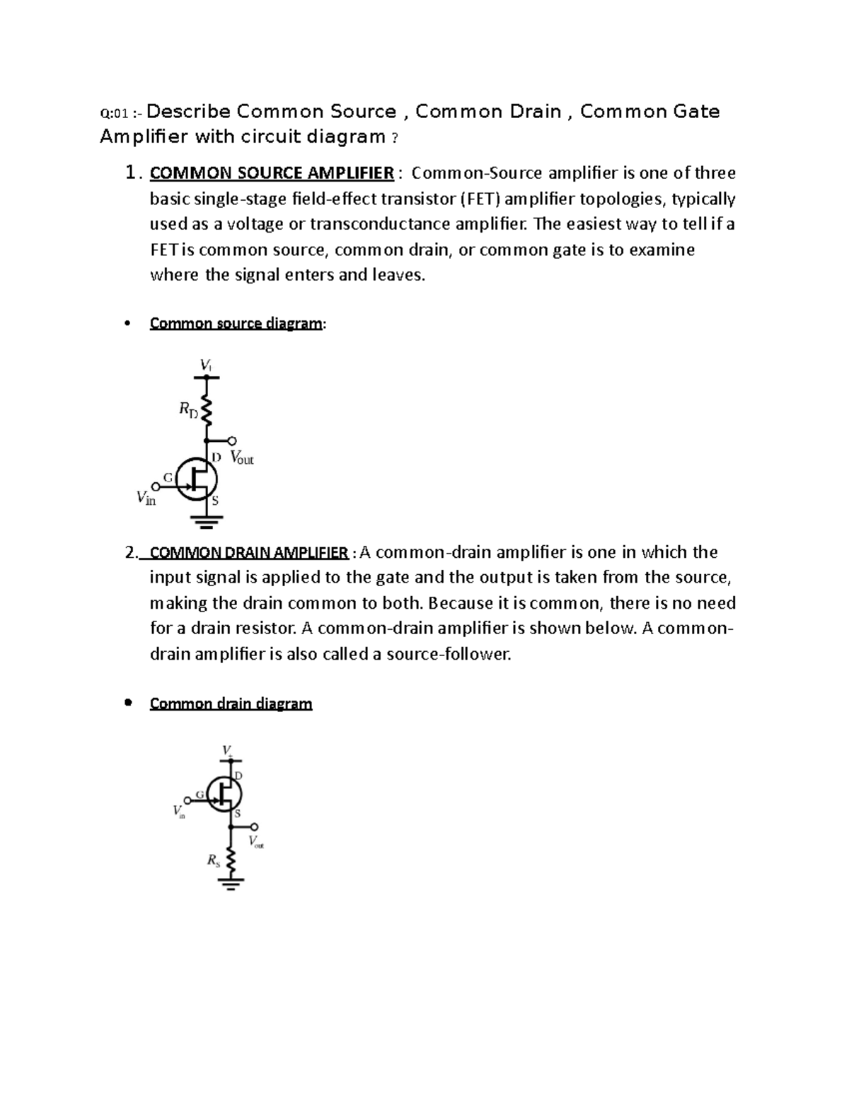 Assignment of sir arif Hussain - Q:01 :- Describe Common Source ...
