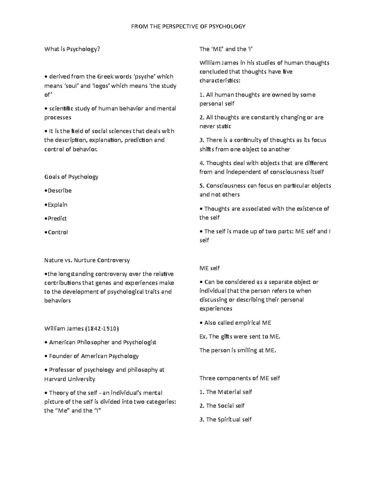 Lesson 4 FROM THE Perspective OF Psychology - Understanding the Self ...