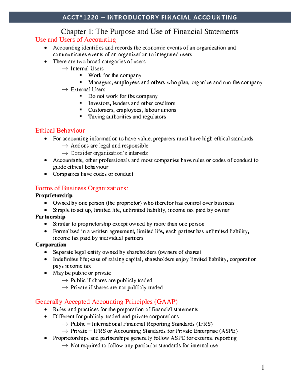 Chapter 1 - Textbook Notes - Chapter 1: The Purpose and Use of ...