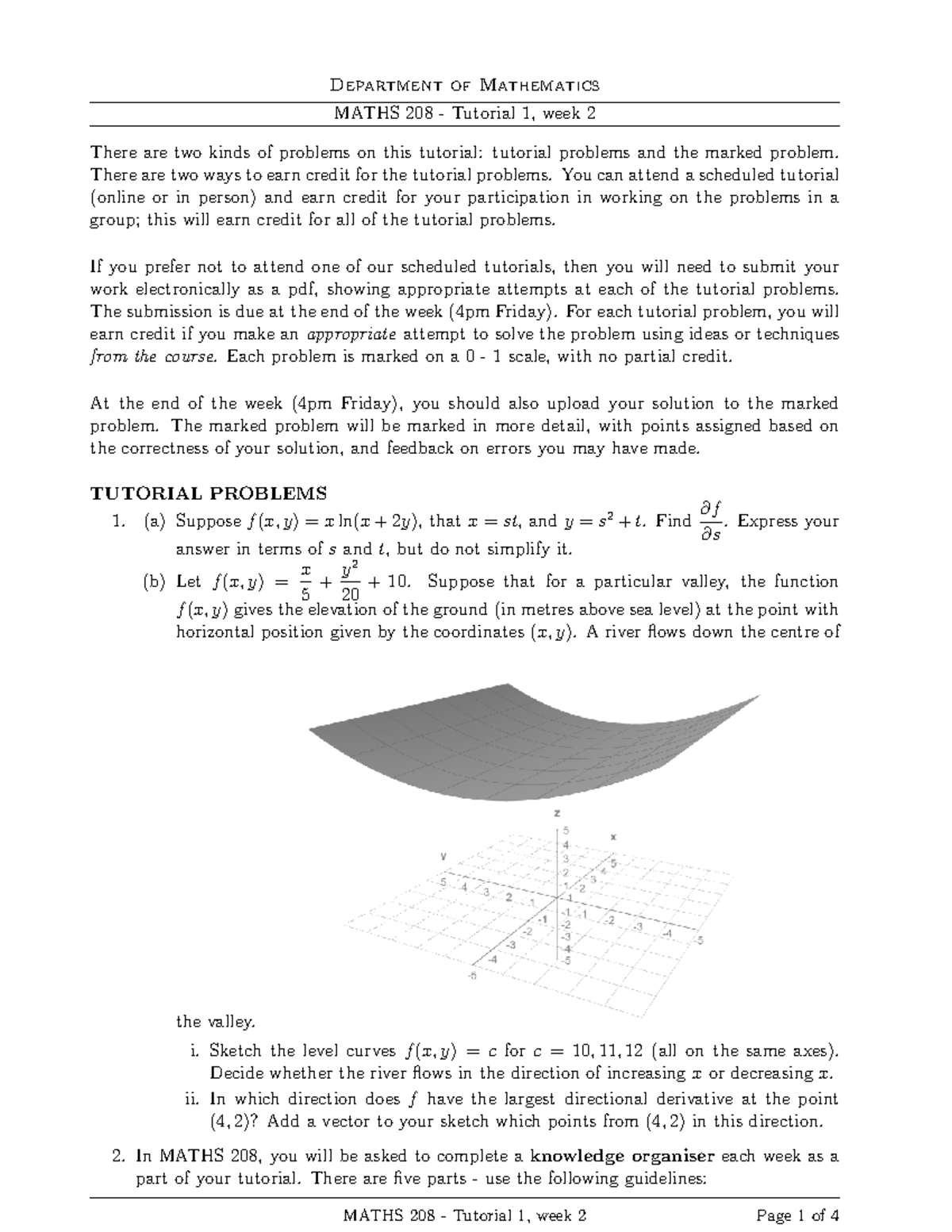 208 tut1 - Tutorial 1 - Department of Mathematics MATHS 208 - Tutorial 1, week 2 There are two ...