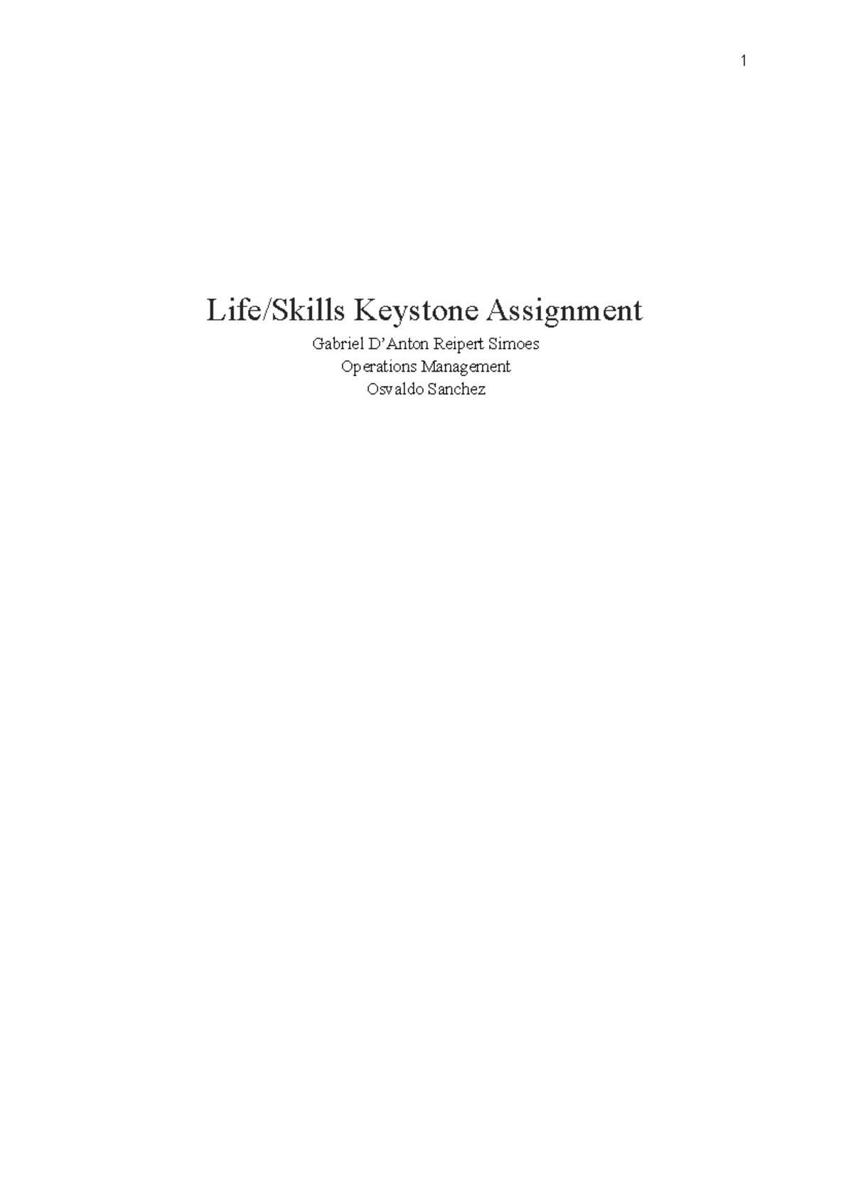 Life Skills Keystone Assignment - Life/Skills Keystone Assignment ...