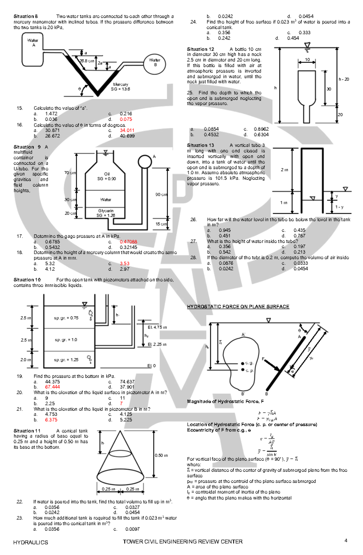 NOV 2020 Hydraulics (4-6) - HYDRAULICS TOWER CIVIL ENGINEERING REVIEW ...