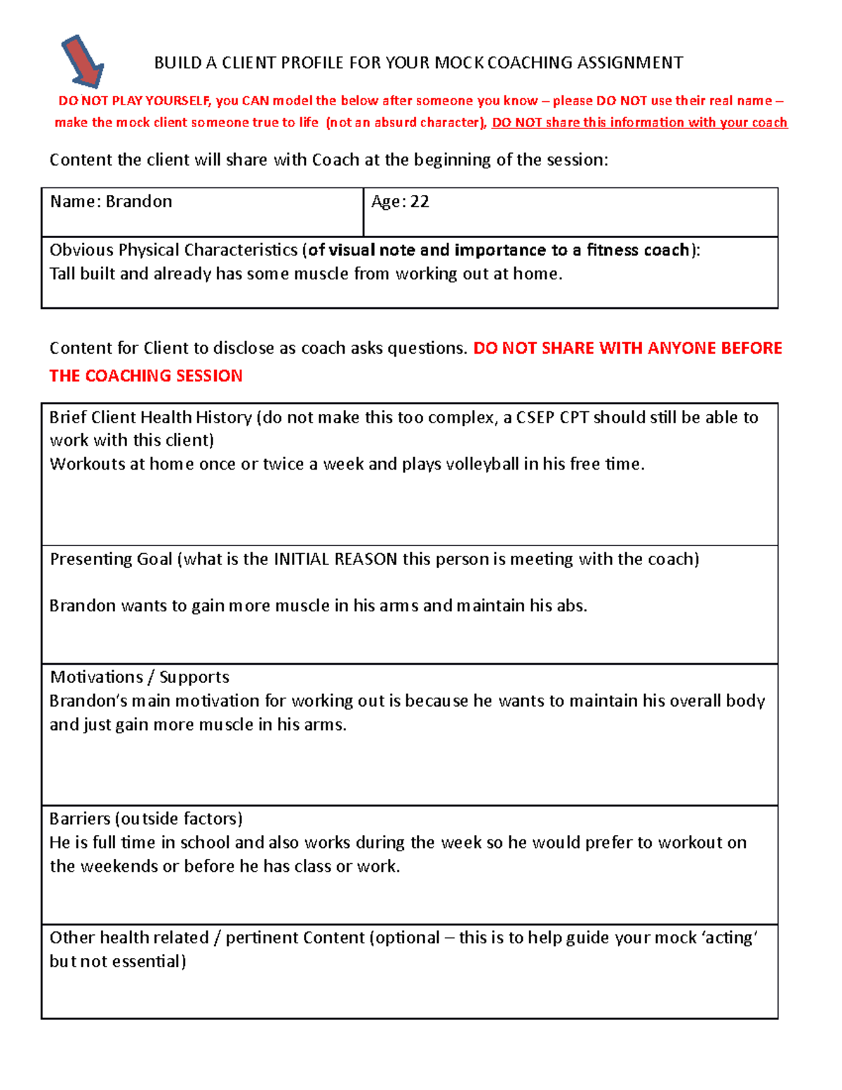 Submit - Build A Client Profile - Fall 2021 - BUILD A CLIENT PROFILE ...