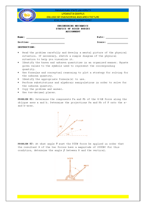 Statics of Rigid Bodies Chapter 2 (Practice Problems 1) - PangSU - Studocu