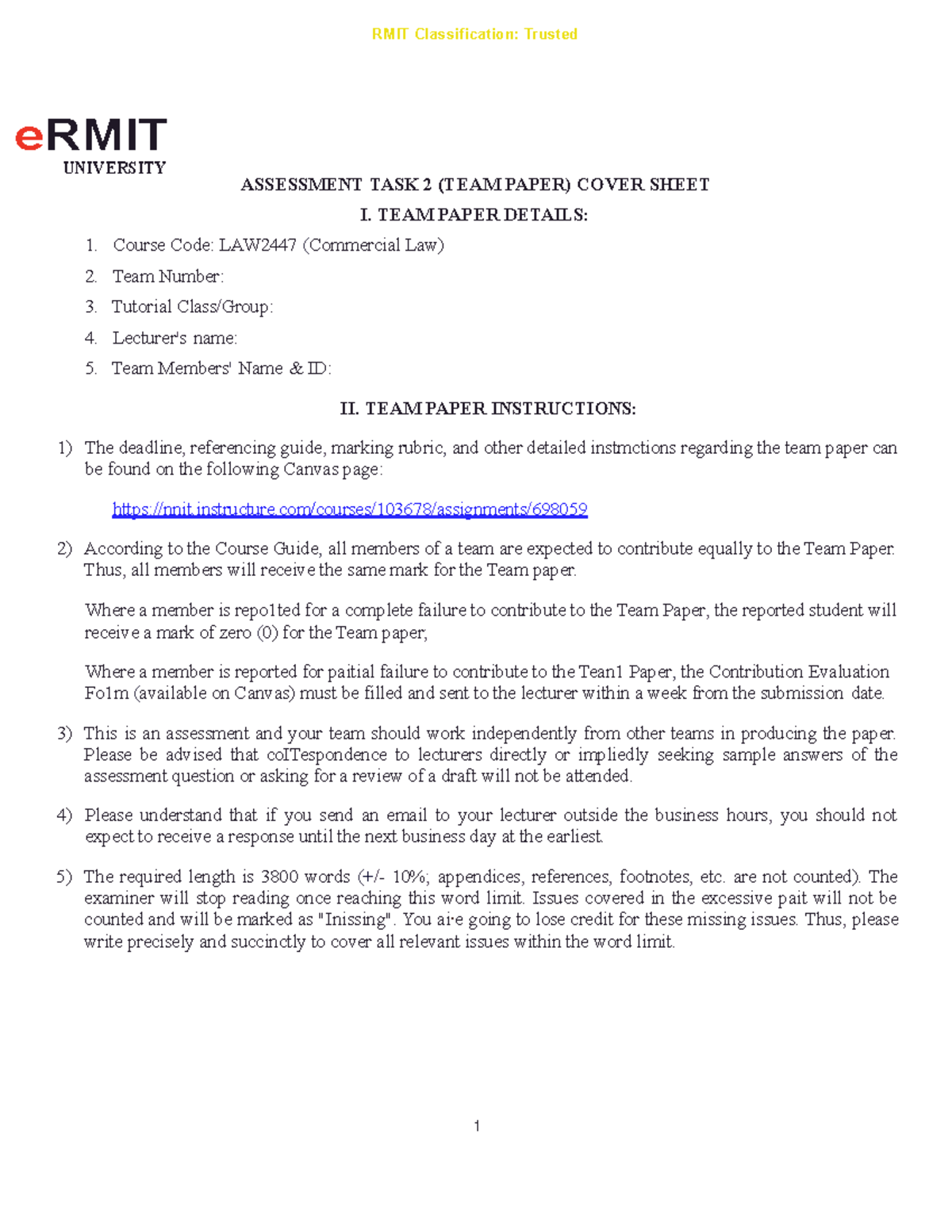 Assessment Task 2 (Team Paper) Question Sem 2 - 2022 [Official Version] - RMIT Classification ...