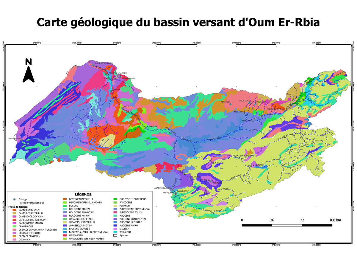 Carte Géologique du Bassin Versant d'Oum Er-rbia - Barrage Réseau ...