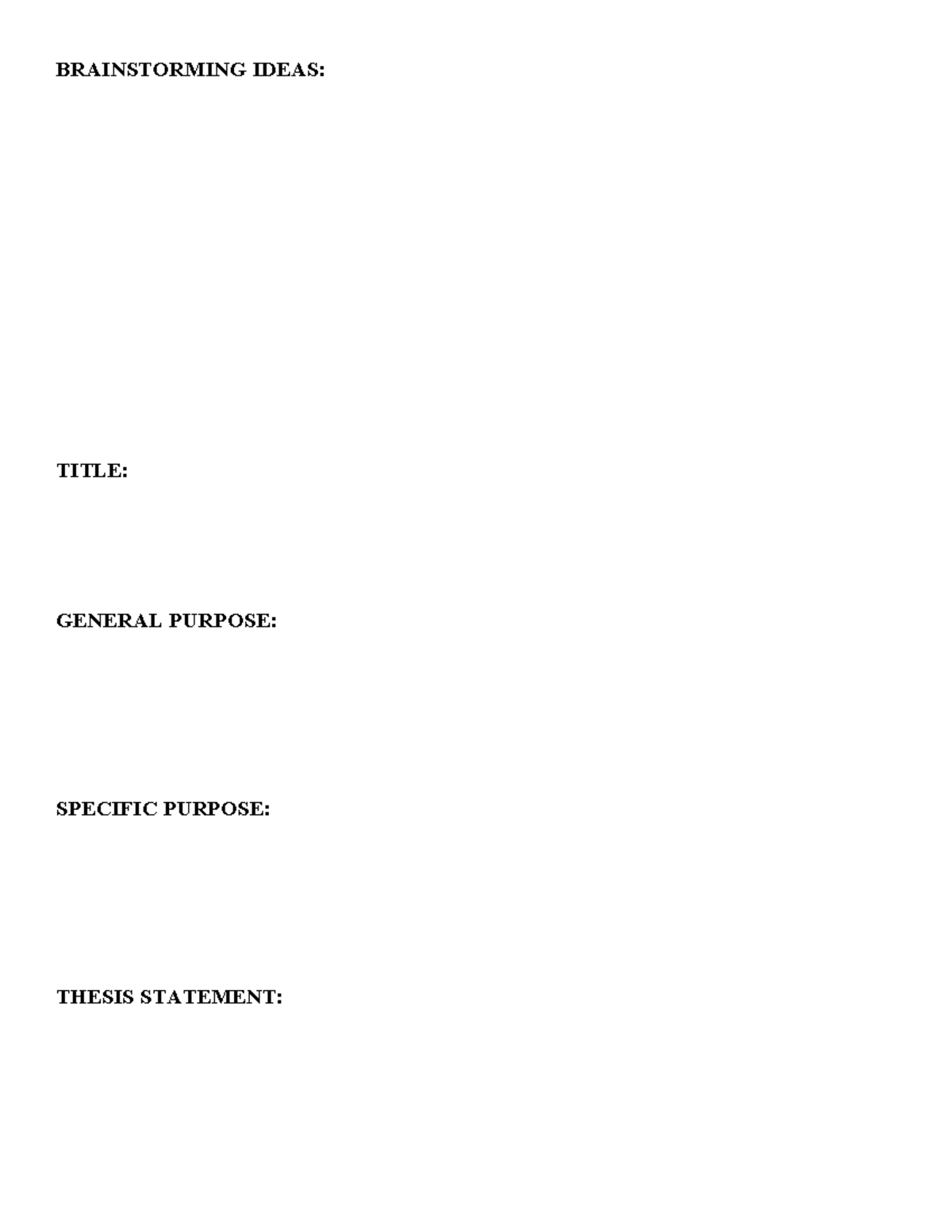 Outline for informative speech - BRAINSTORMING IDEAS: TITLE: GENERAL ...