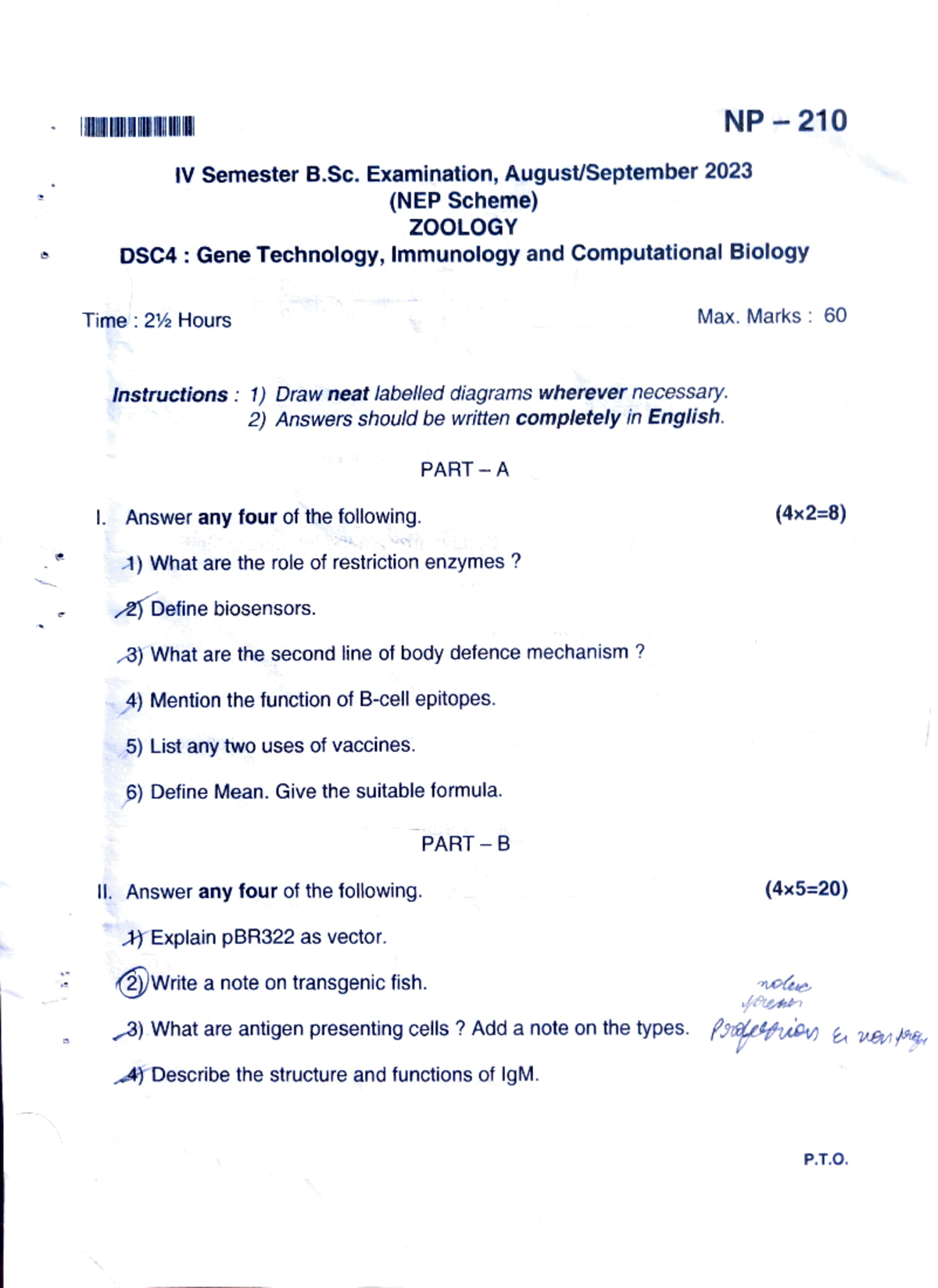 4 SEM NEP BSC - IV Semester B. Examination, August/September 2023 (NEP ...