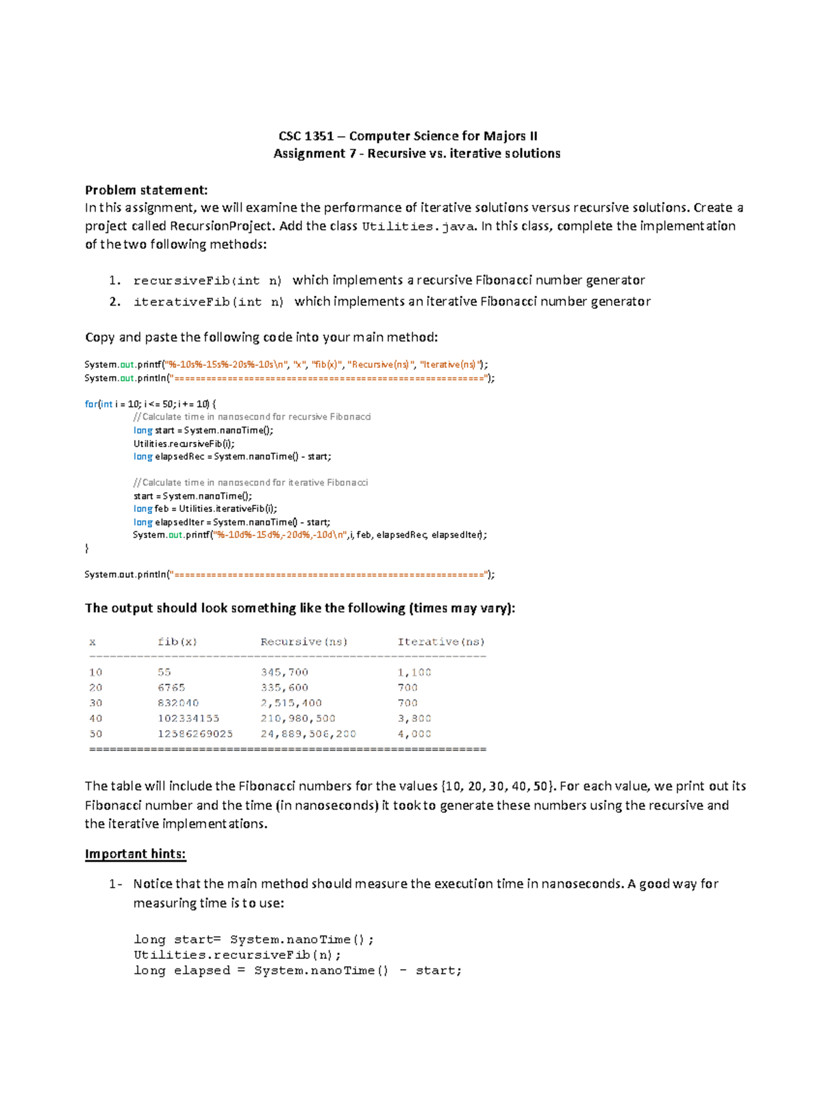 Csc1351 Assignment 8 Anas Mahmoud Csc 1351 Computer Science For Majors Ii Assignment 7
