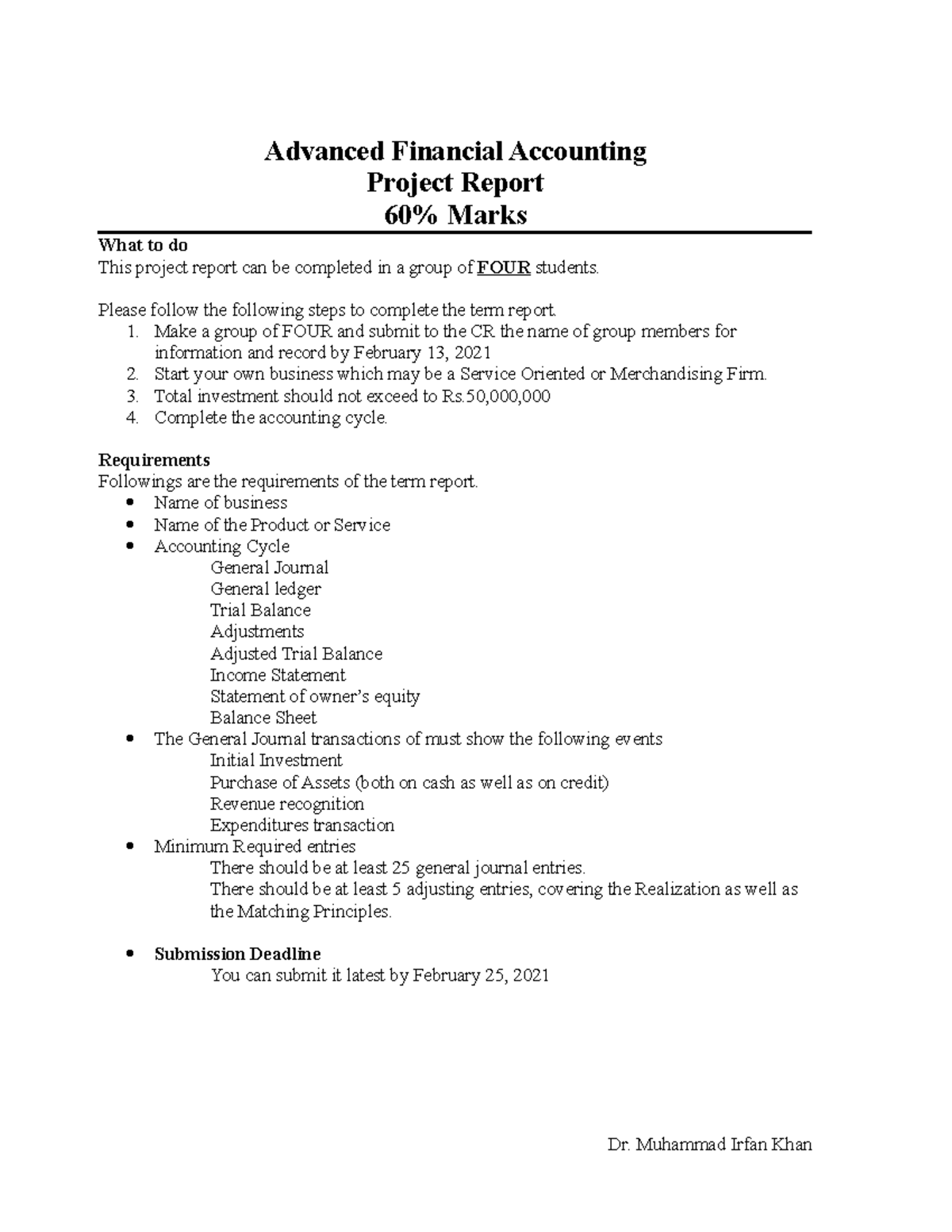 Project-Advanced Financial Accounting - Advanced Financial Accounting ...