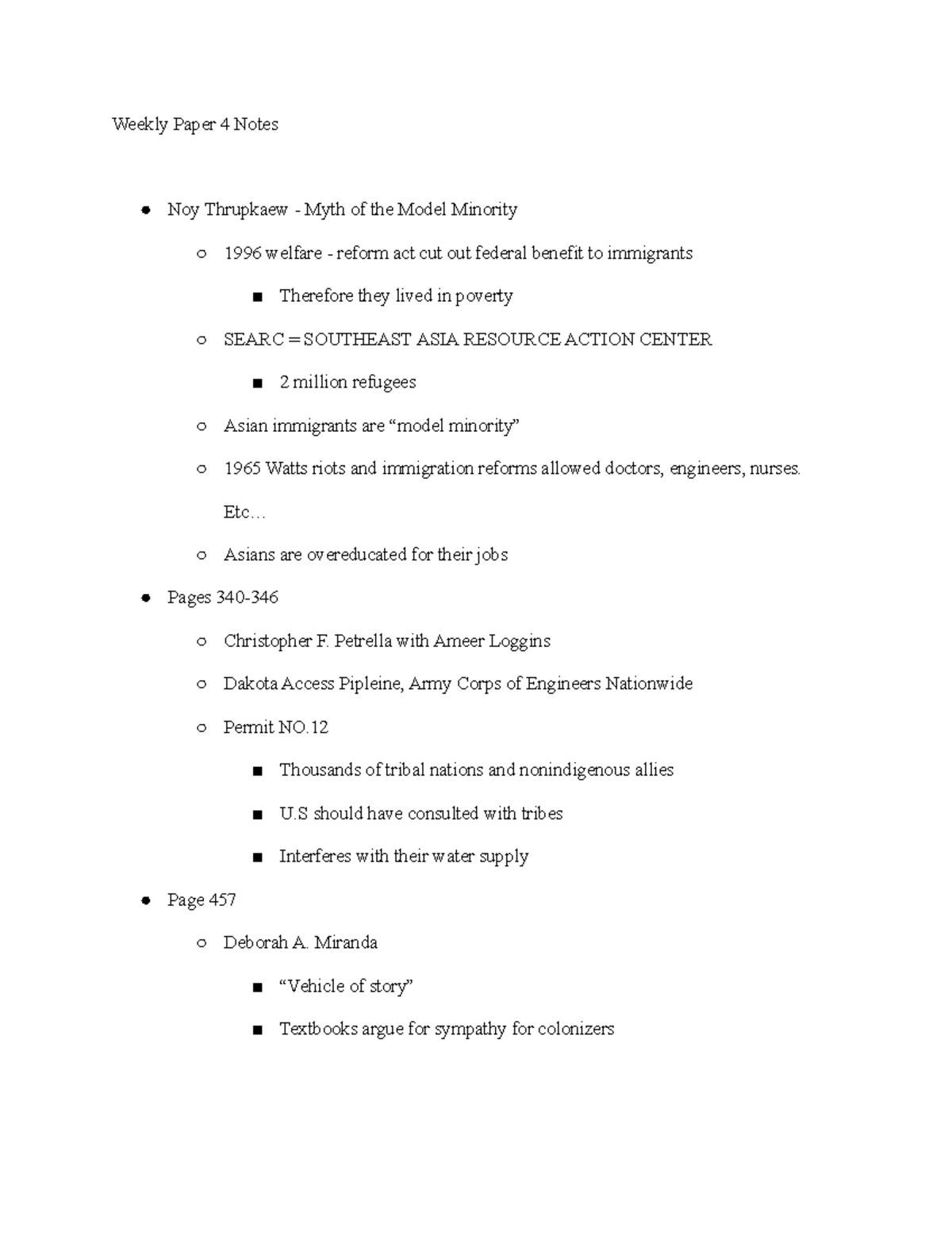 Weekly Paper 4 notes - Weekly Paper 4 Notes Noy Thrupkaew - Myth of the ...