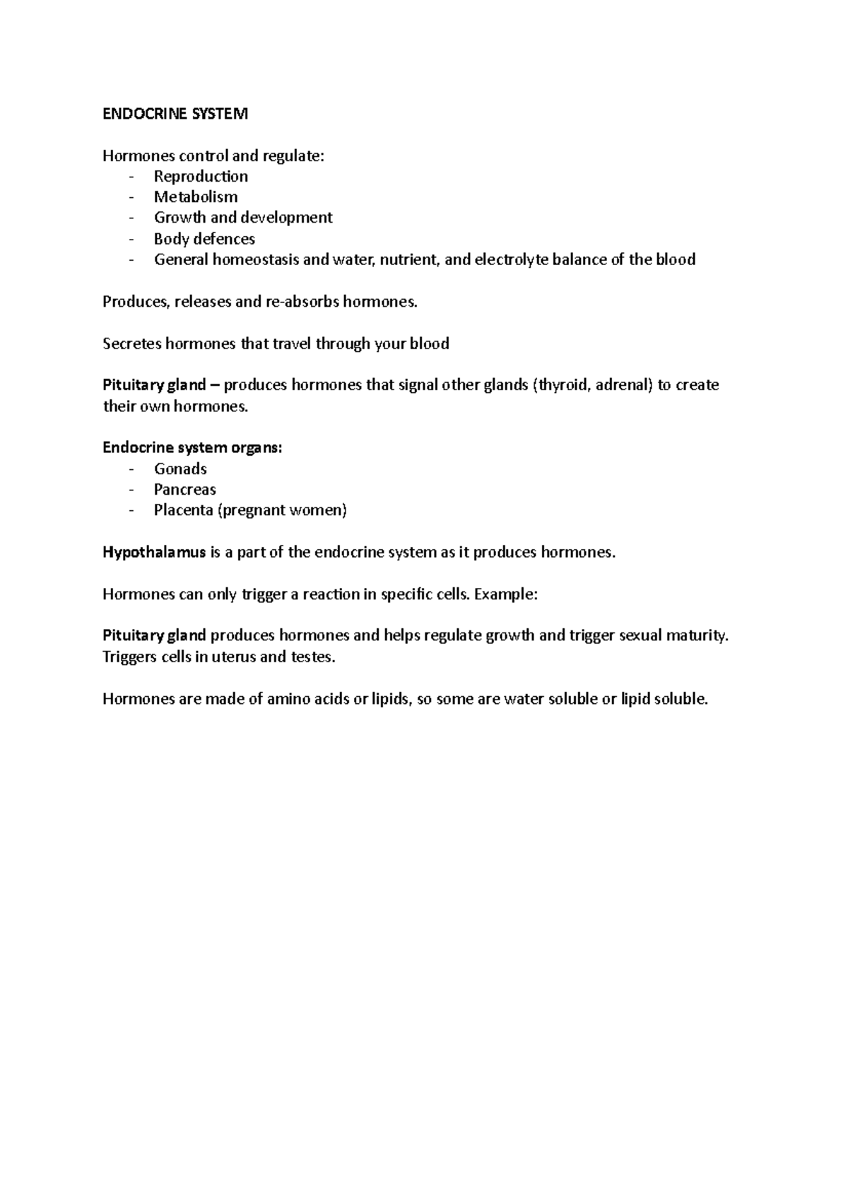 Functional Human Anatomy - Endocrine System - ENDOCRINE SYSTEM Hormones ...