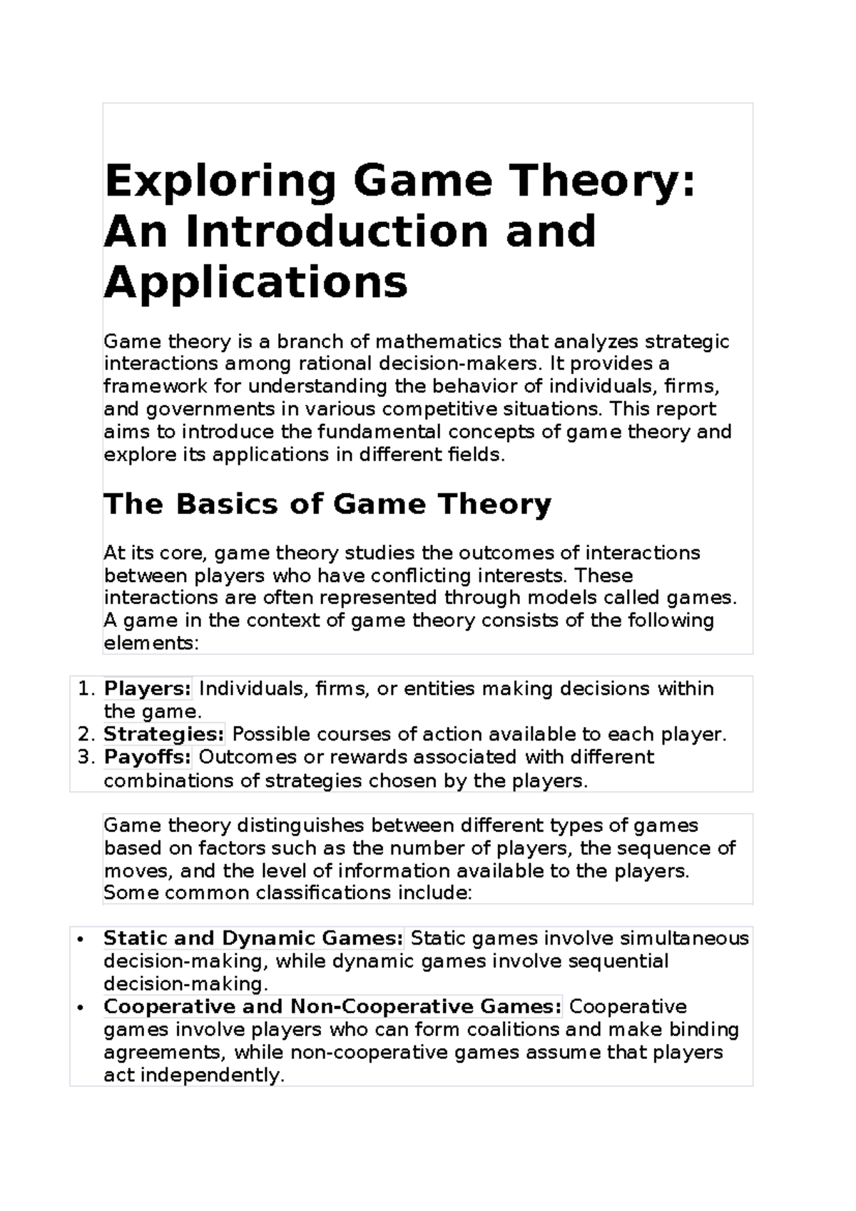 Game theory Y11 Methods - Exploring Game Theory: An Introduction and ...