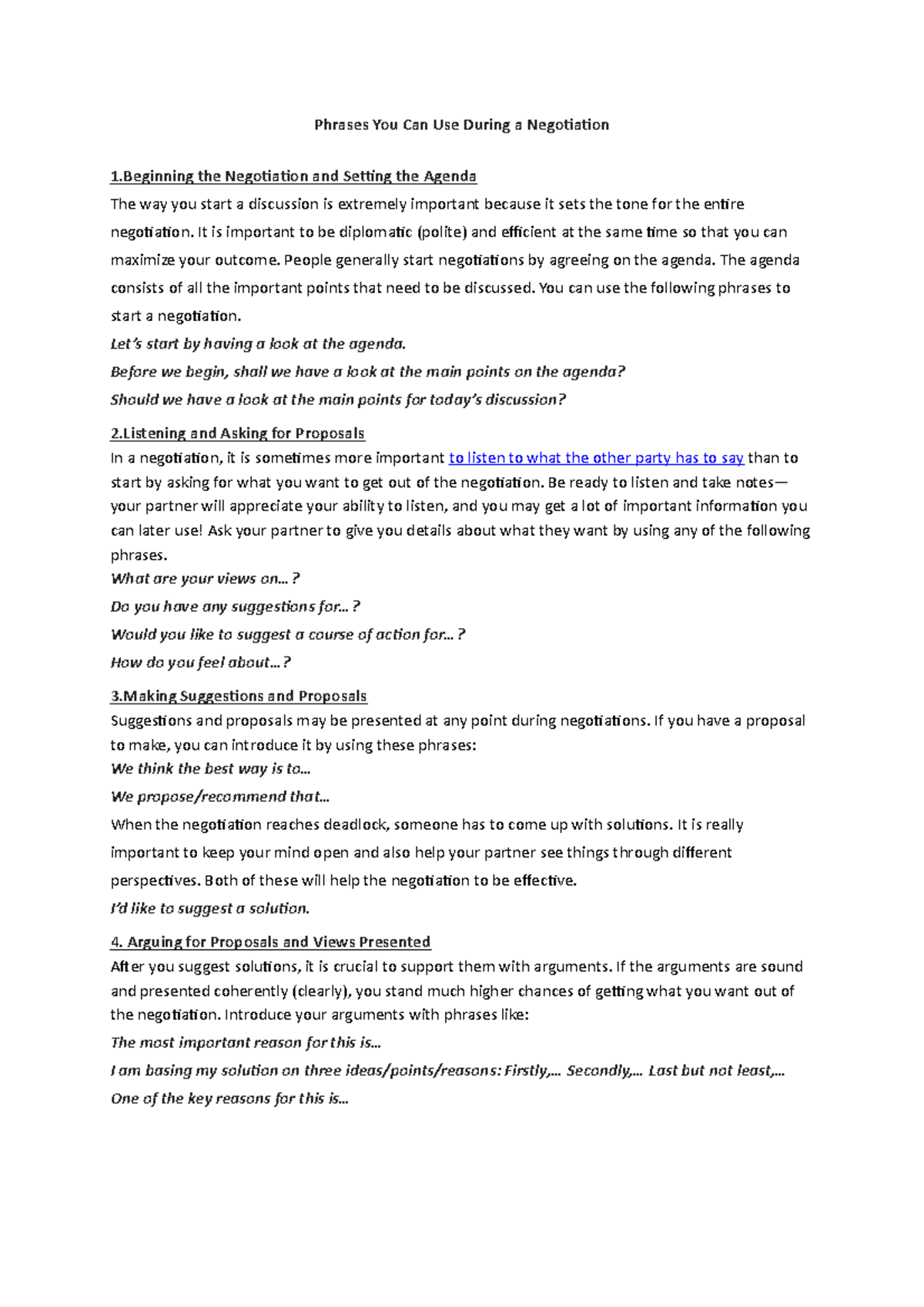 Phrases You Can Use During a Negotiation - It is important to be ...