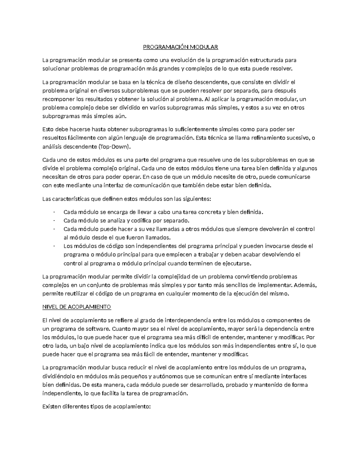 Programacion Modular - modulos - PROGRAMACIÓN MODULAR La programación ...