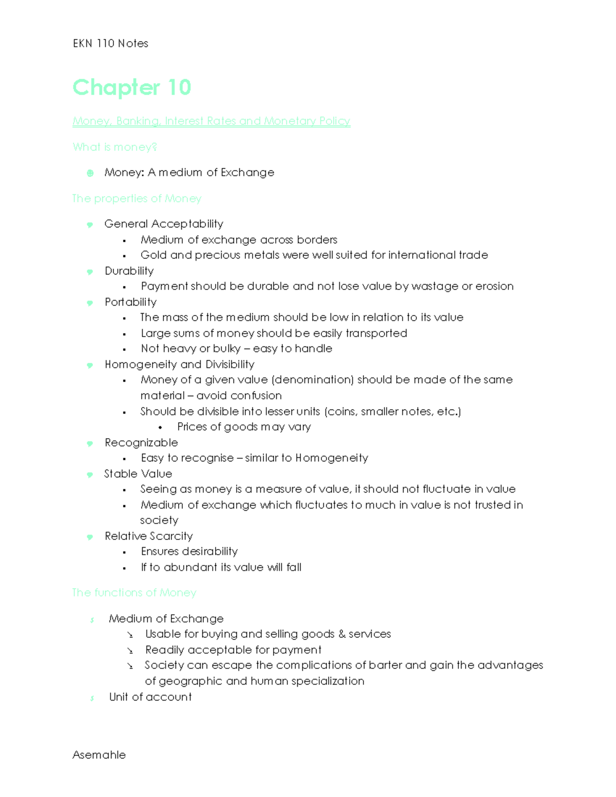 Economics Chapter 10 - Chapter 10 Money, Banking, Interest Rates and ...