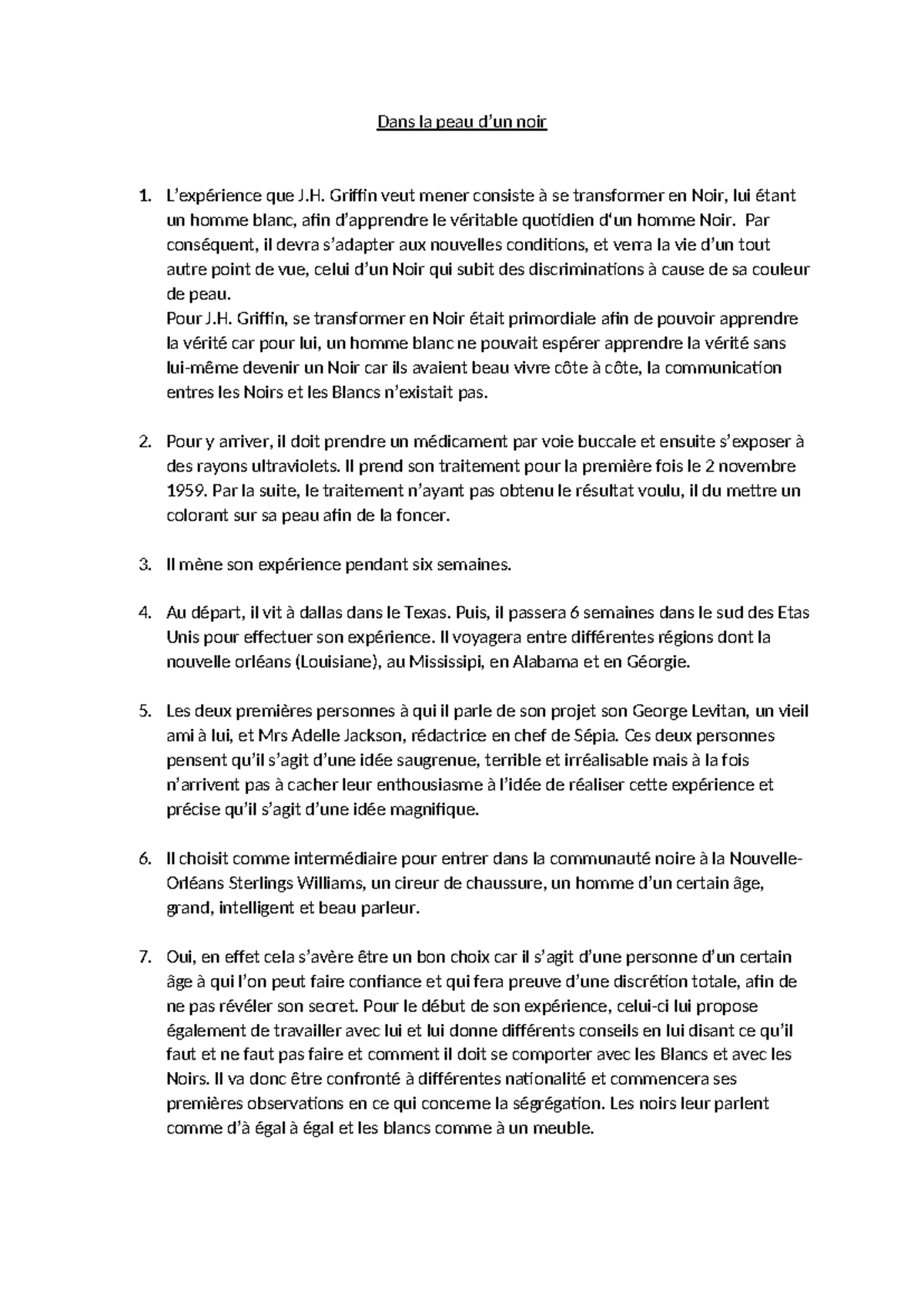 Questionnaire Dans la peau d'un noir - Dans la peau d’un noir 1. L ...