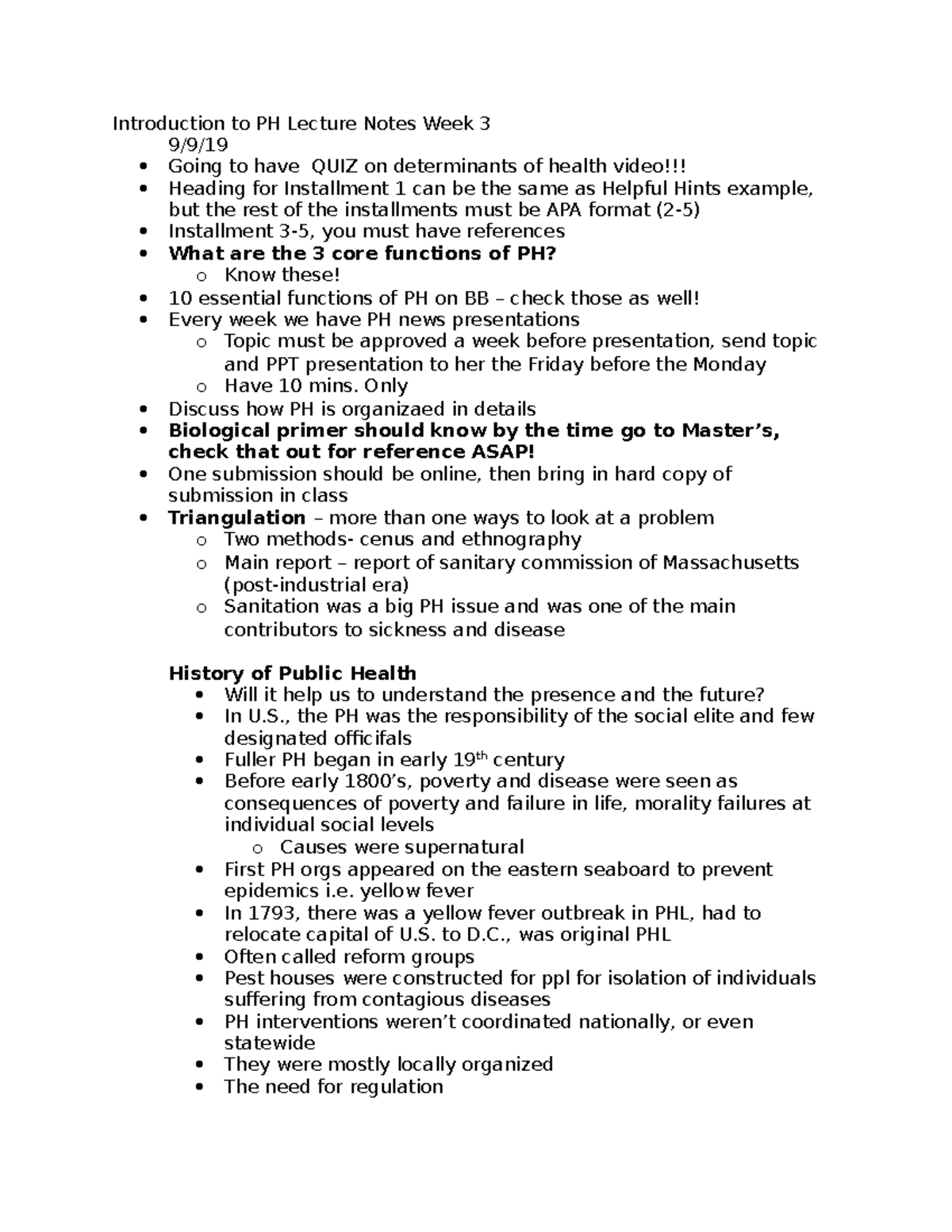 Lecture 2 - 9919 - Introduction to PH Lecture Notes Week 3 9/9/ Going ...