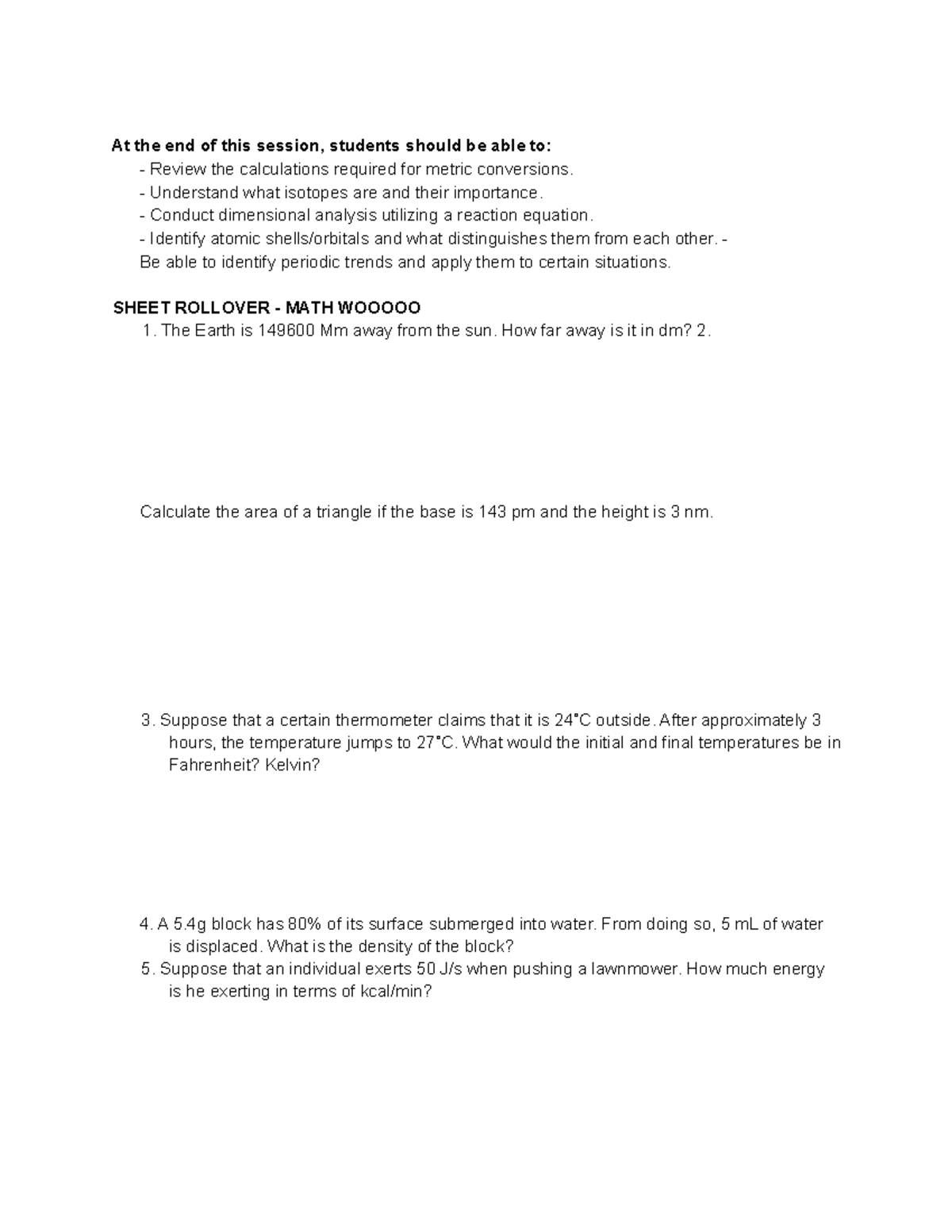 CHEM 105 SI Session 2 2 - Isotopes, atomic shells/orbits - At the end ...