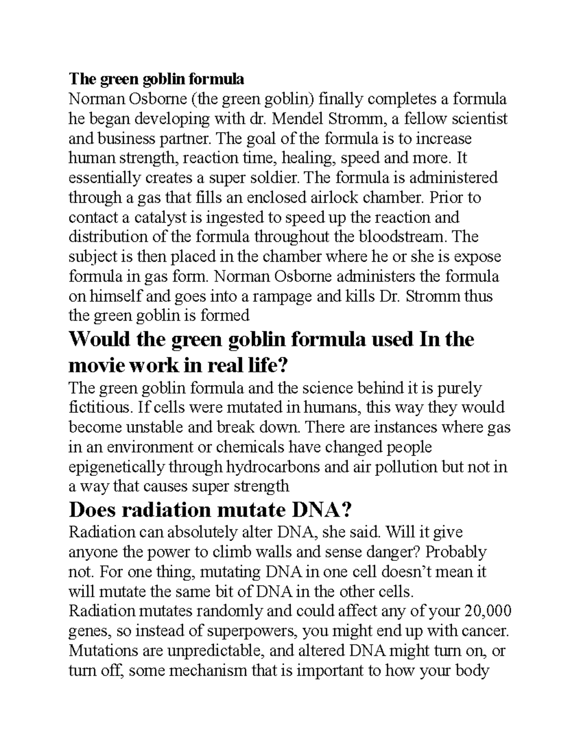 The green goblin formula - The green goblin formula Norman Osborne (the ...