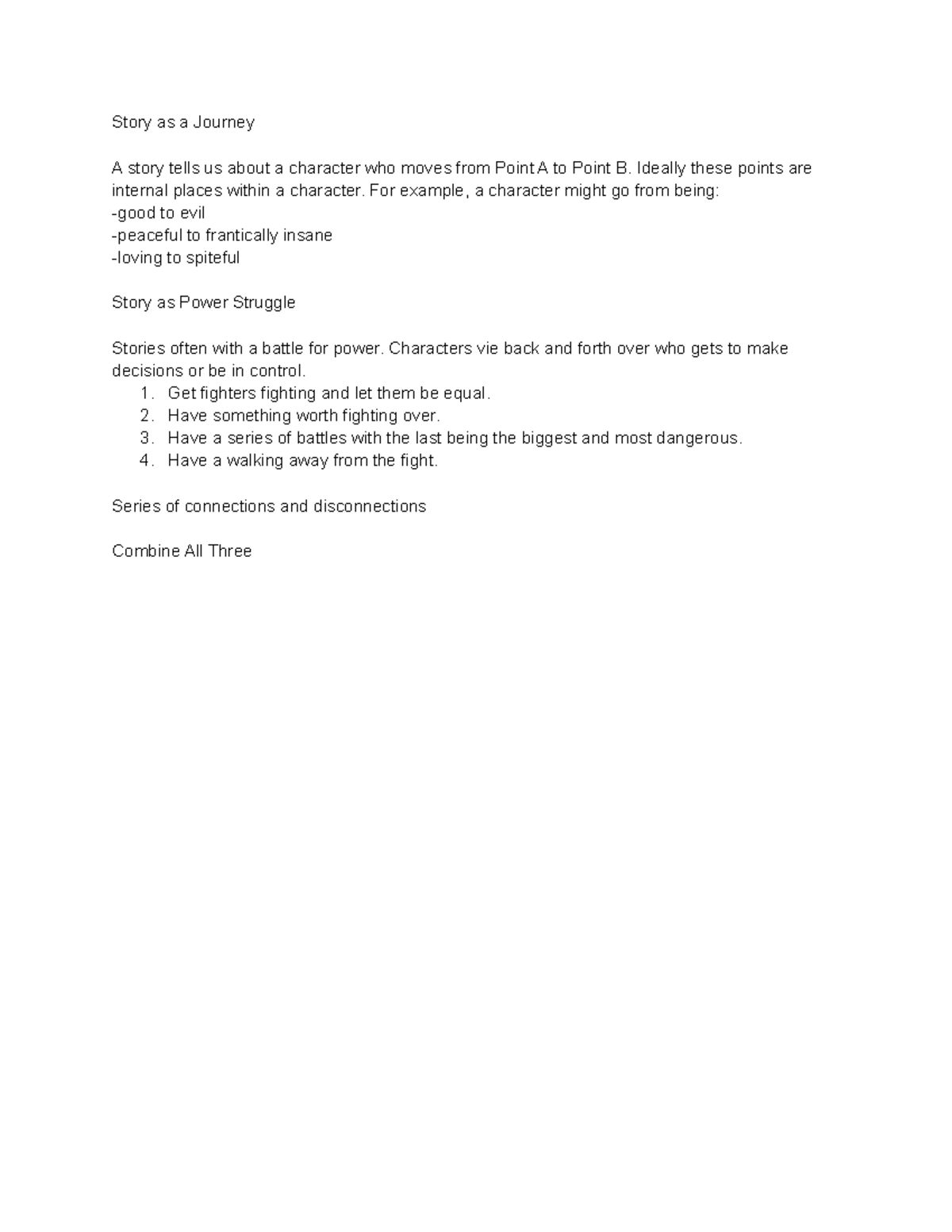 Notes - Story as a Journey A story tells us about a character who moves ...