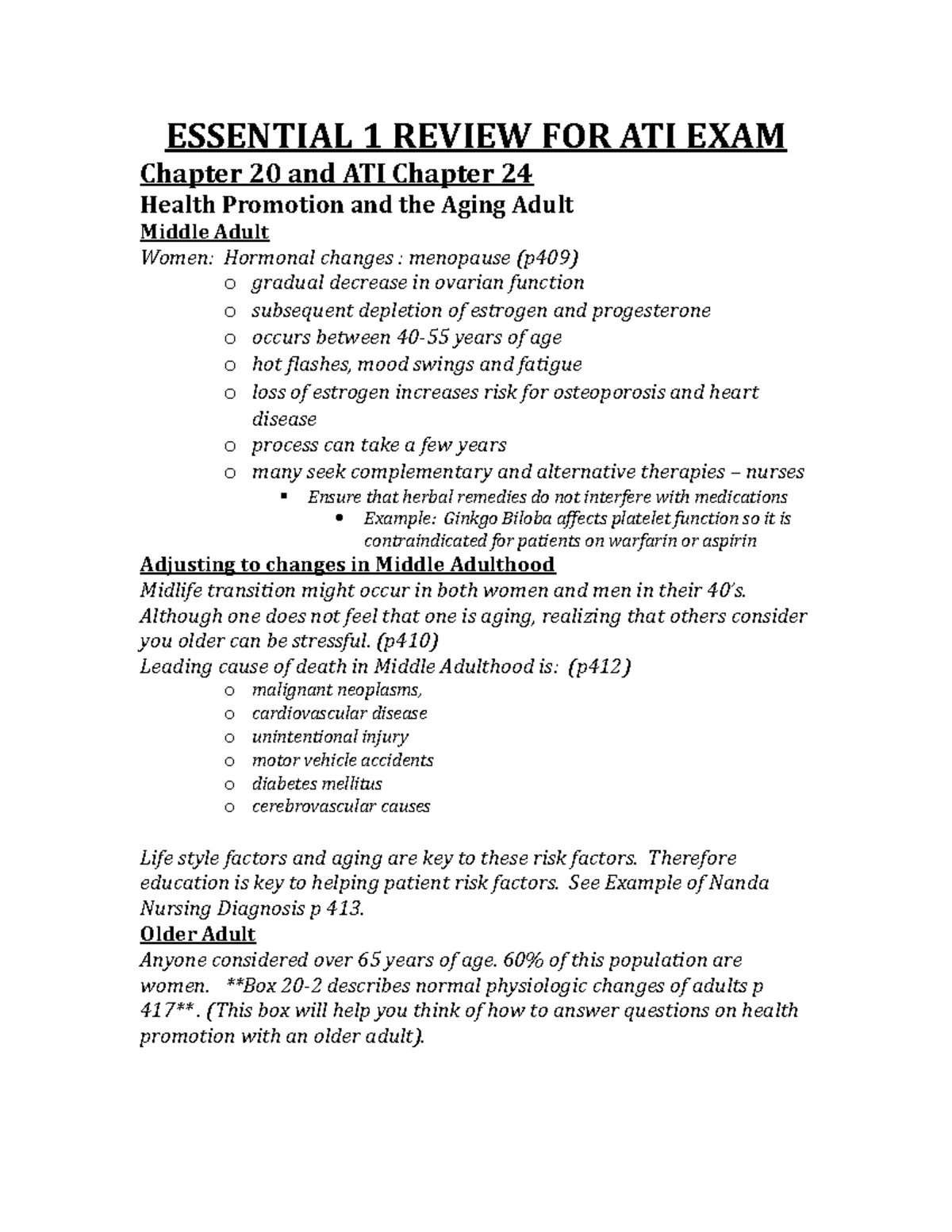 ATI Review for Essentials I - ESSENTIAL 1 REVIEW FOR ATI EXAM Chapter ...