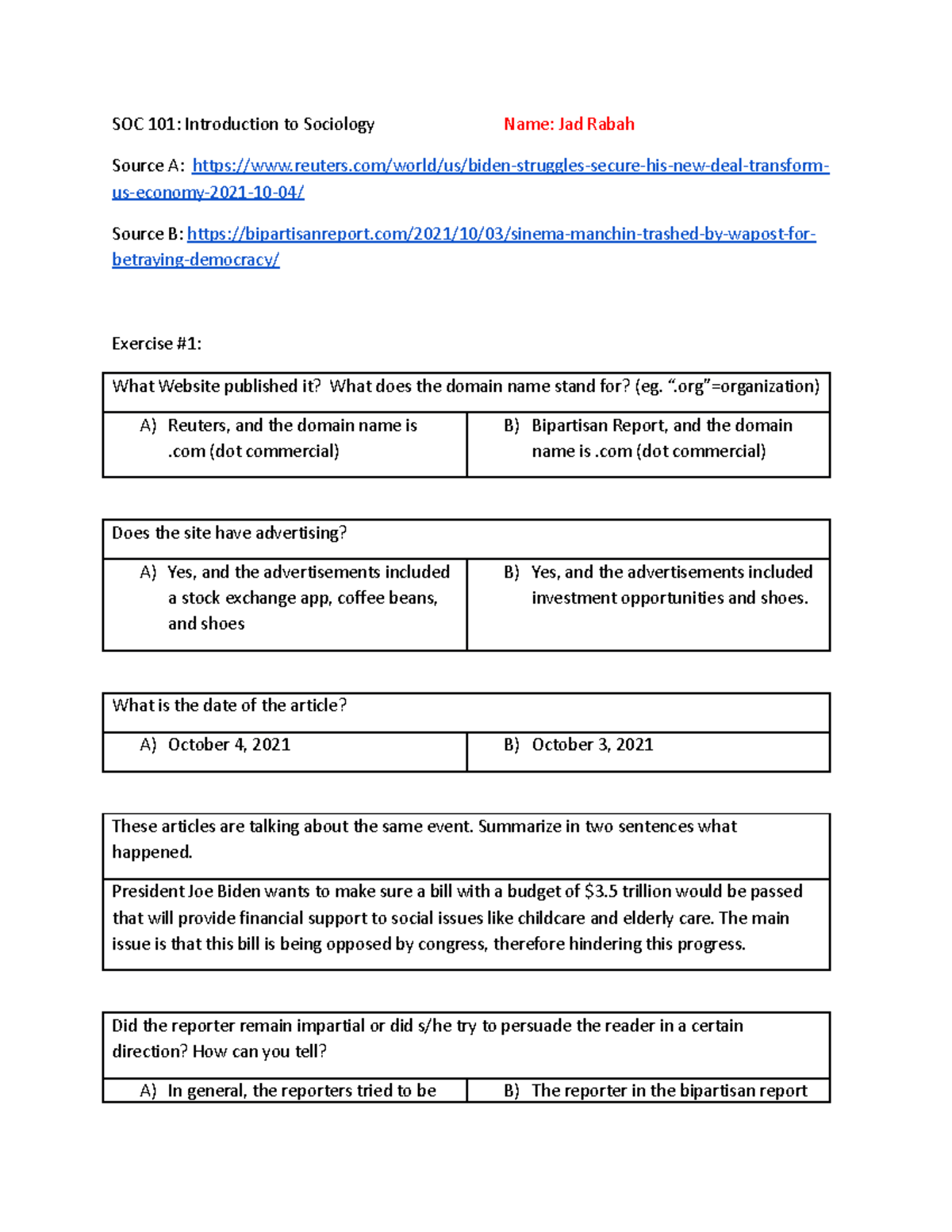 Library Assignment - SOC 101: Introduction to Sociology Name: Jad Rabah Source A: - Studocu