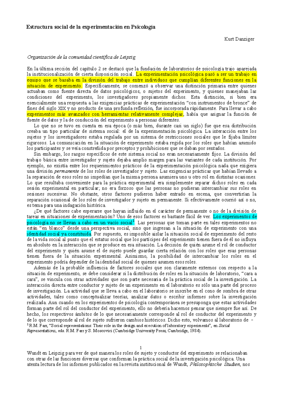 Danziger Estructura Social Experimento - Estructura social de la experimentación en Psicología ...