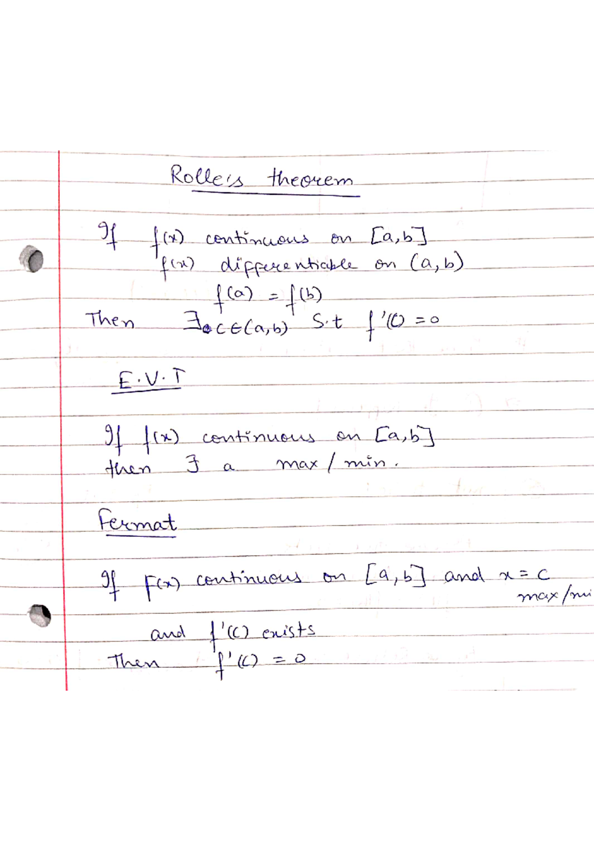 Calc 1 Rolle's theorem, MVT, 1st and 2nd derivative Test - MATH 1120 ...