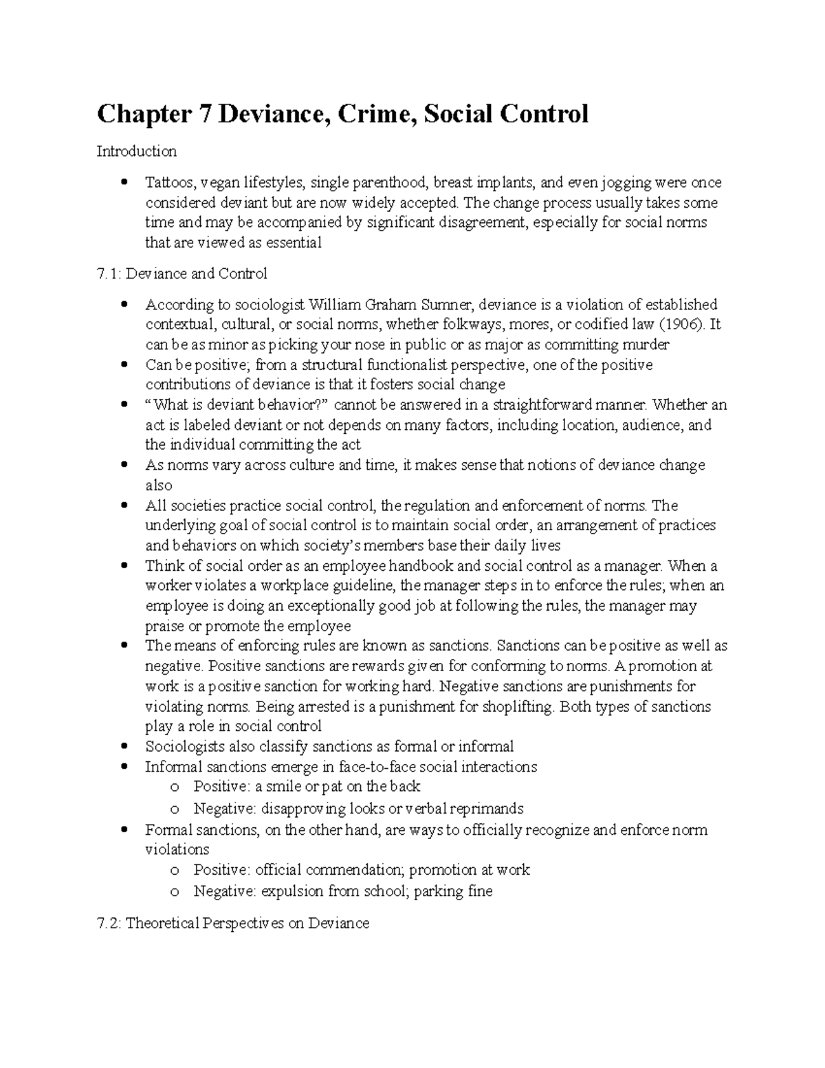 SOC 100 Ch 7 Deviance, Crime, Social Control - Chapter 7 Deviance ...