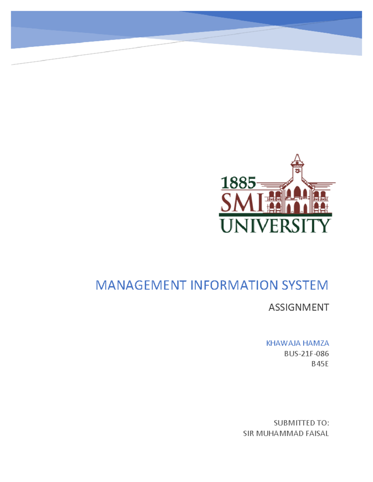 Practice materials - Principles Of Management - MANAGEMENT INFORMATION SYSTEM ASSIGNMENT ...