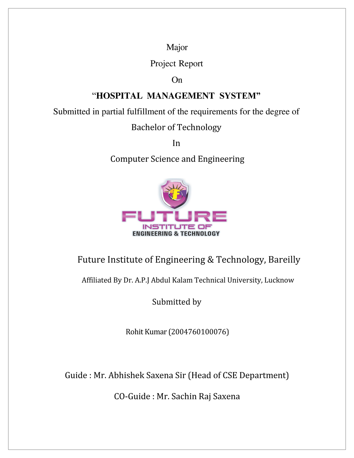 Pdf-hospital-management-system-project-report - Major Project Report On ...